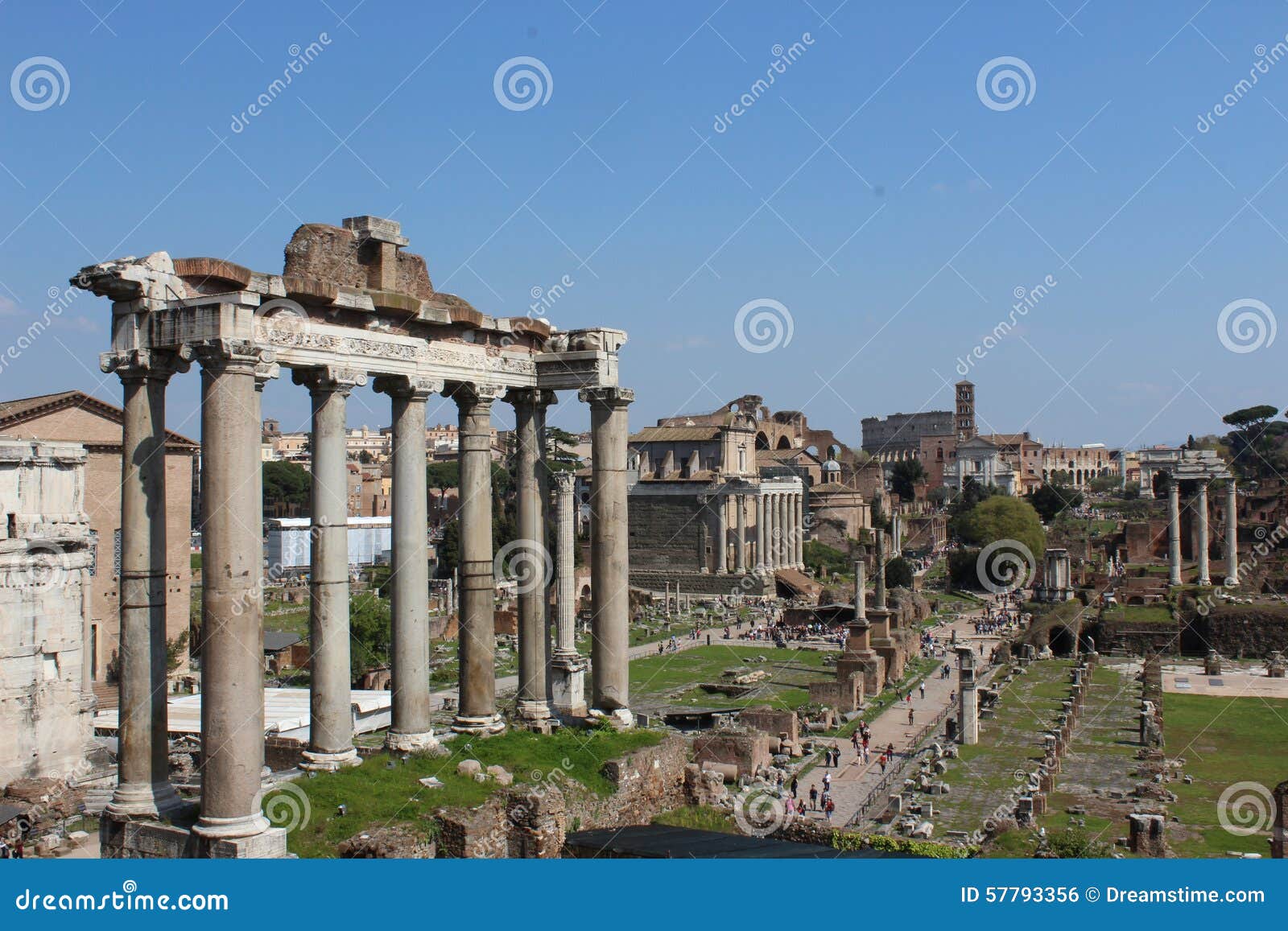 Ancient Columns in Roman Forum in Rome Stock Photo - Image of relief ...