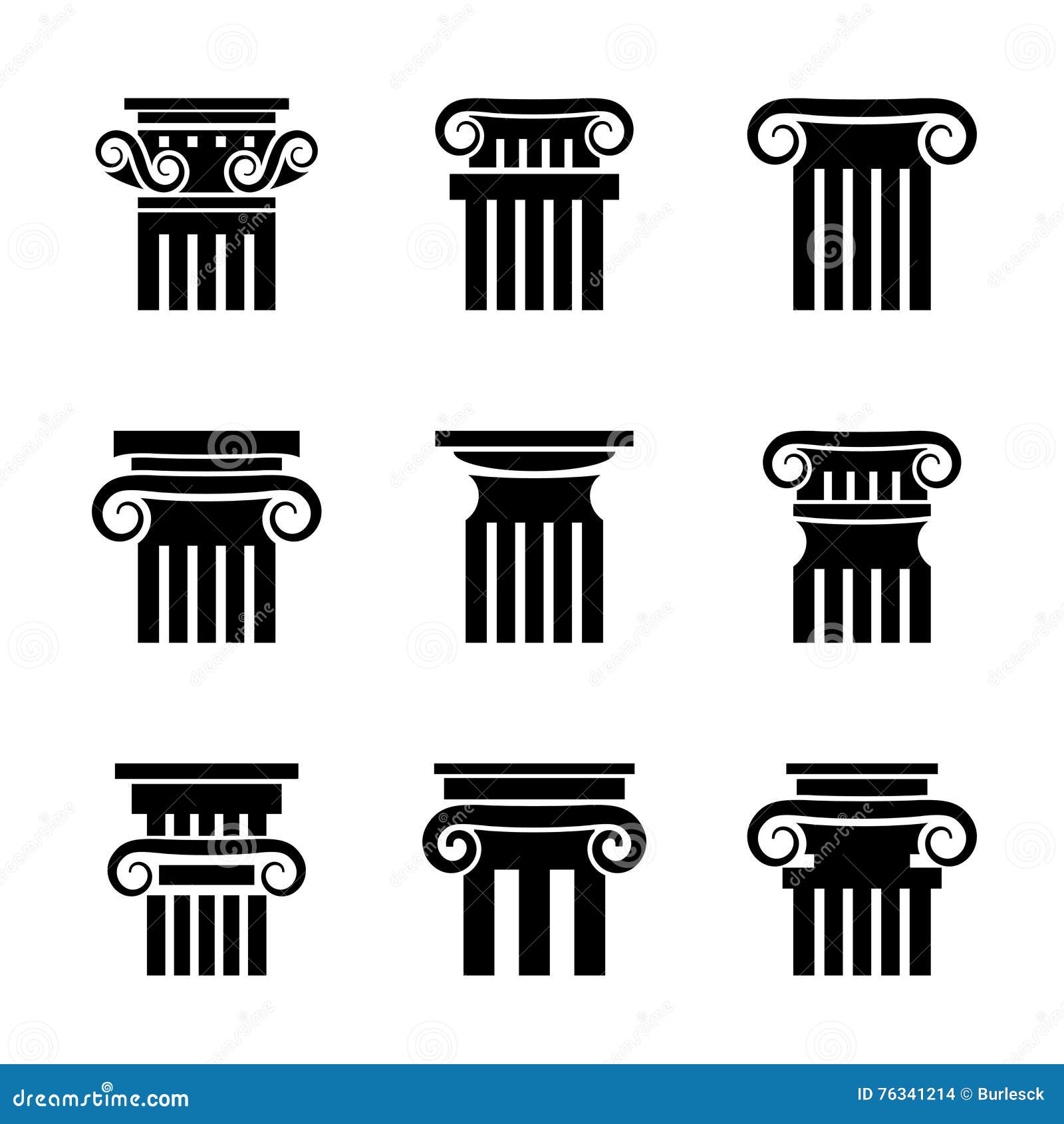 Ancient Columns Vector Icons Stock Vector - Illustration of classical ...