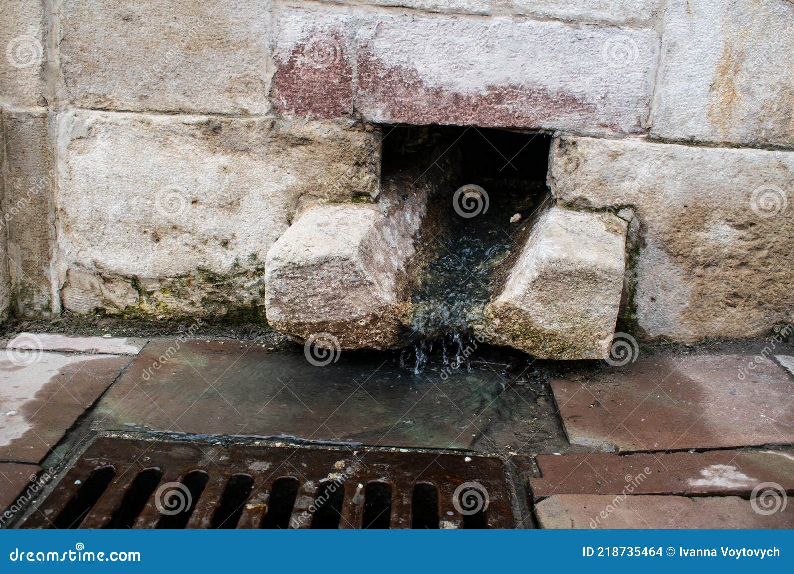 Ancient Communication Stones. Medieval Gutter. Stock Photo - Image of ...
