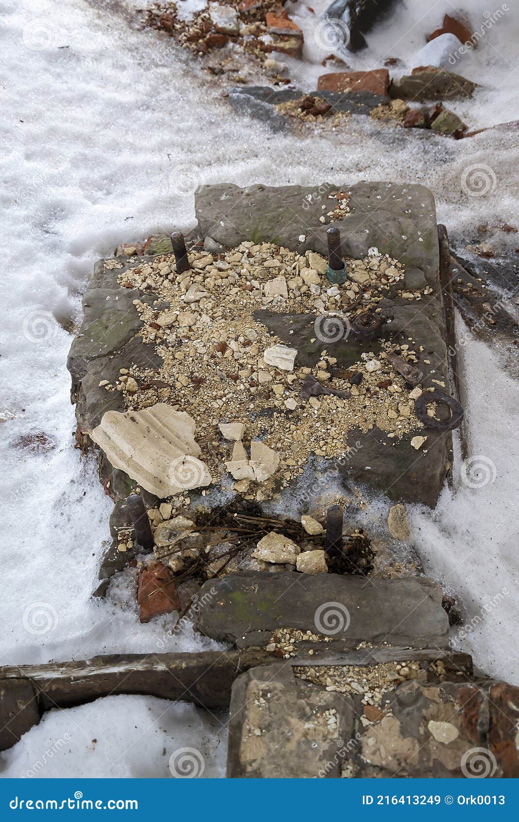 Ancient Concrete Foundation Stock Image - Image of design, closeup ...