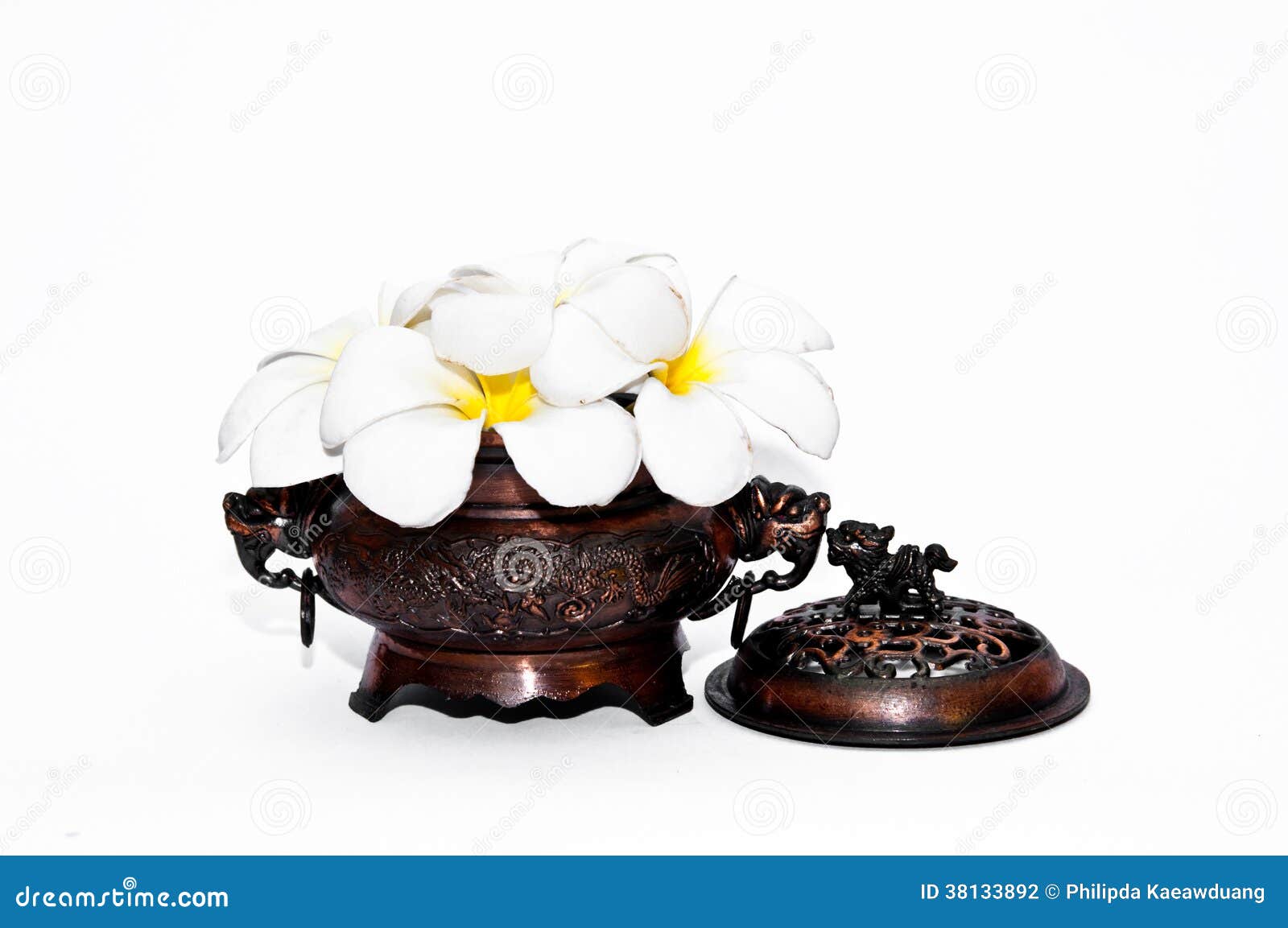 Ancient Container with Flower and Lion on Top Stock Photo - Image of ...
