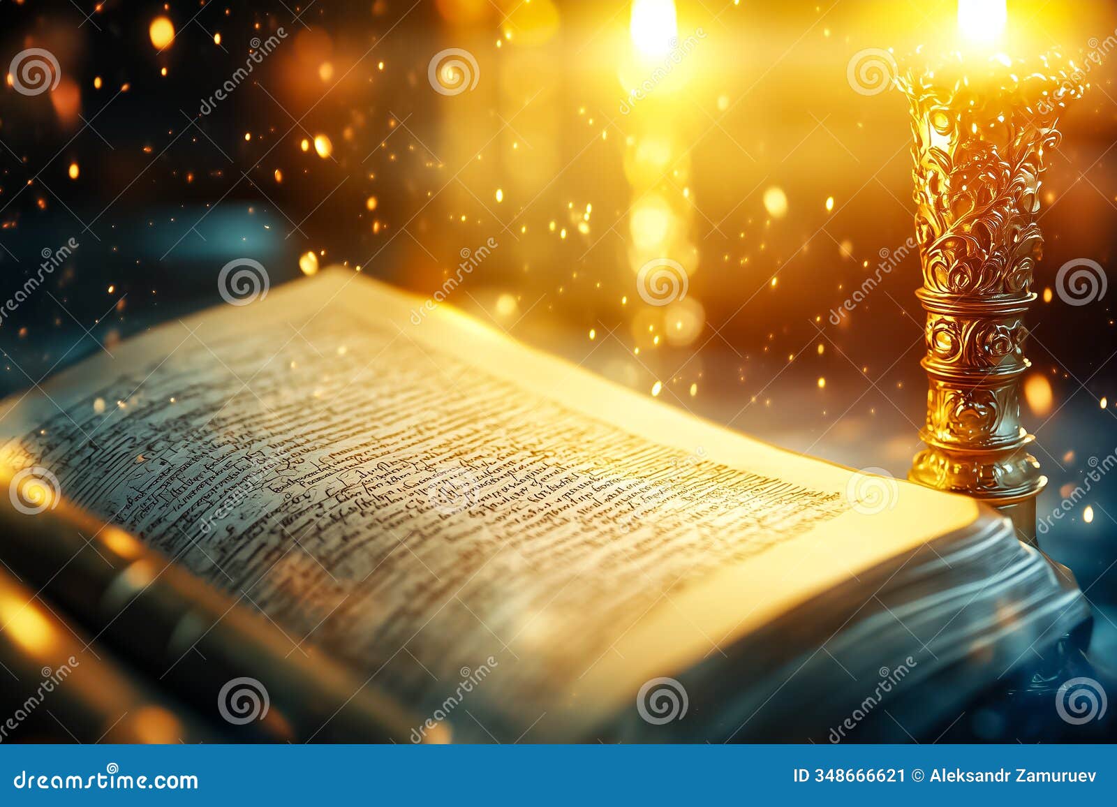 An Ancient Contract with Dynamic Script Lies Open, Lit by Warm ...