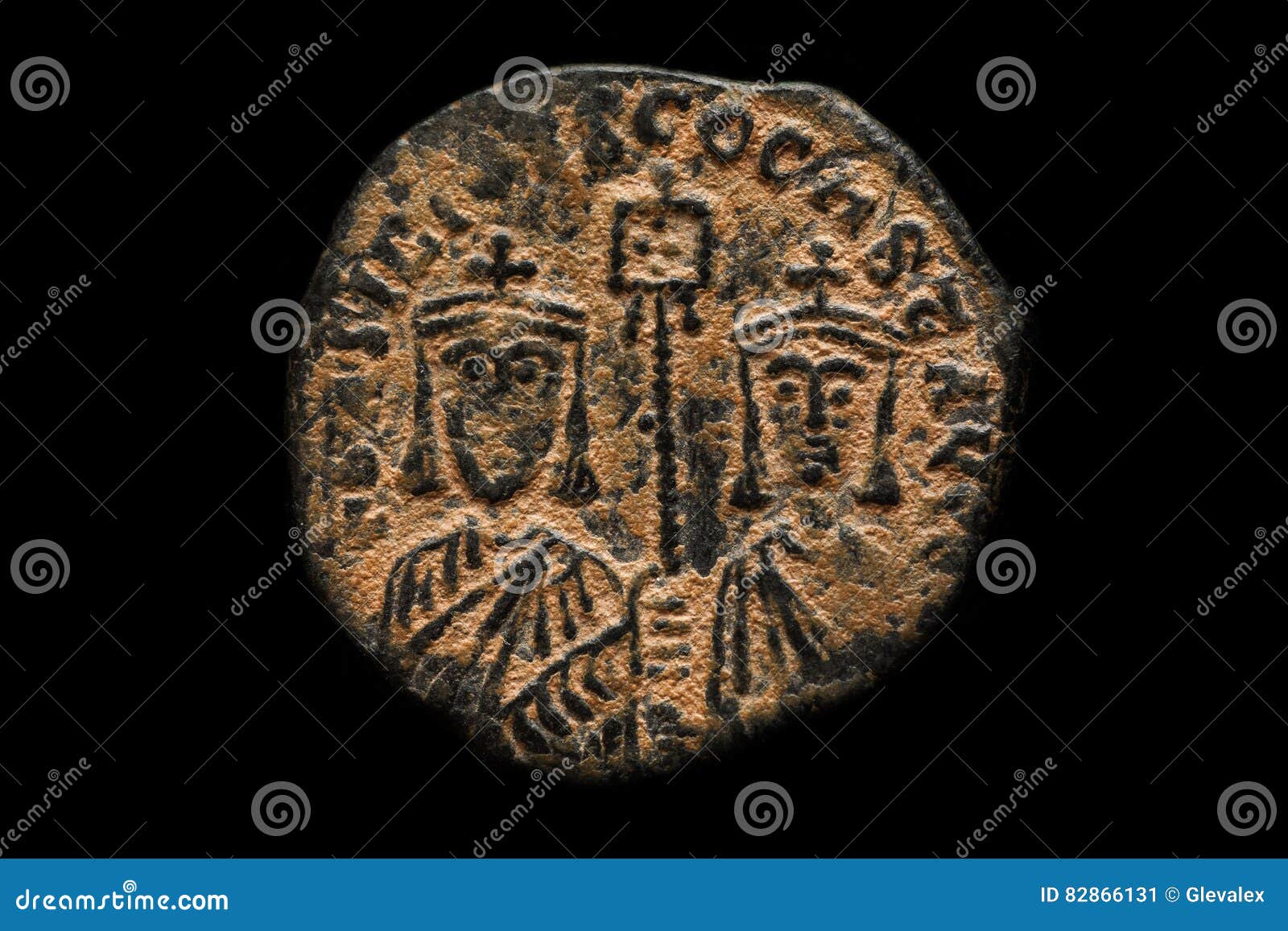 Ancient Copper Byzantine Coin with Portraits Stock Image - Image of ...