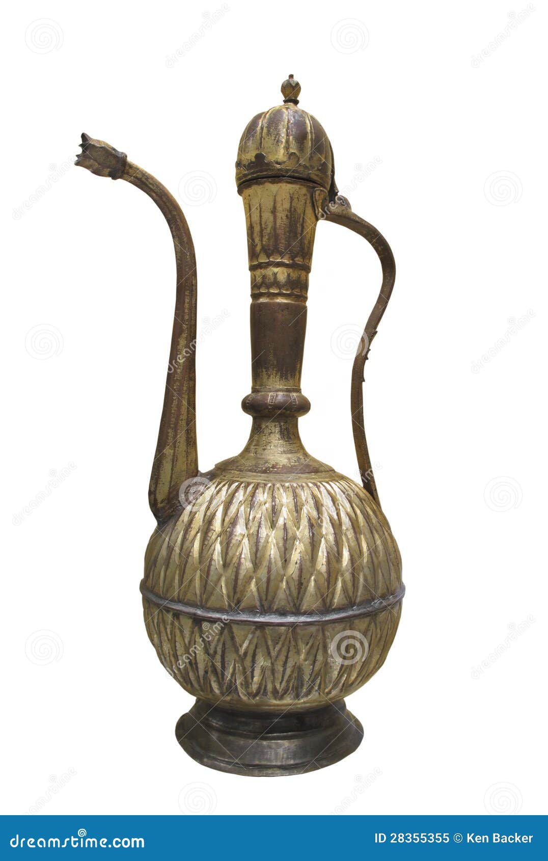Ancient Copper Pitcher Isolated. Stock Image - Image of metal ...
