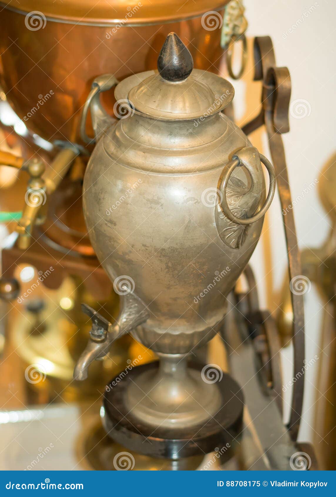 An Ancient Copper Vessel for Making Tea. Stock Image - Image of retro ...