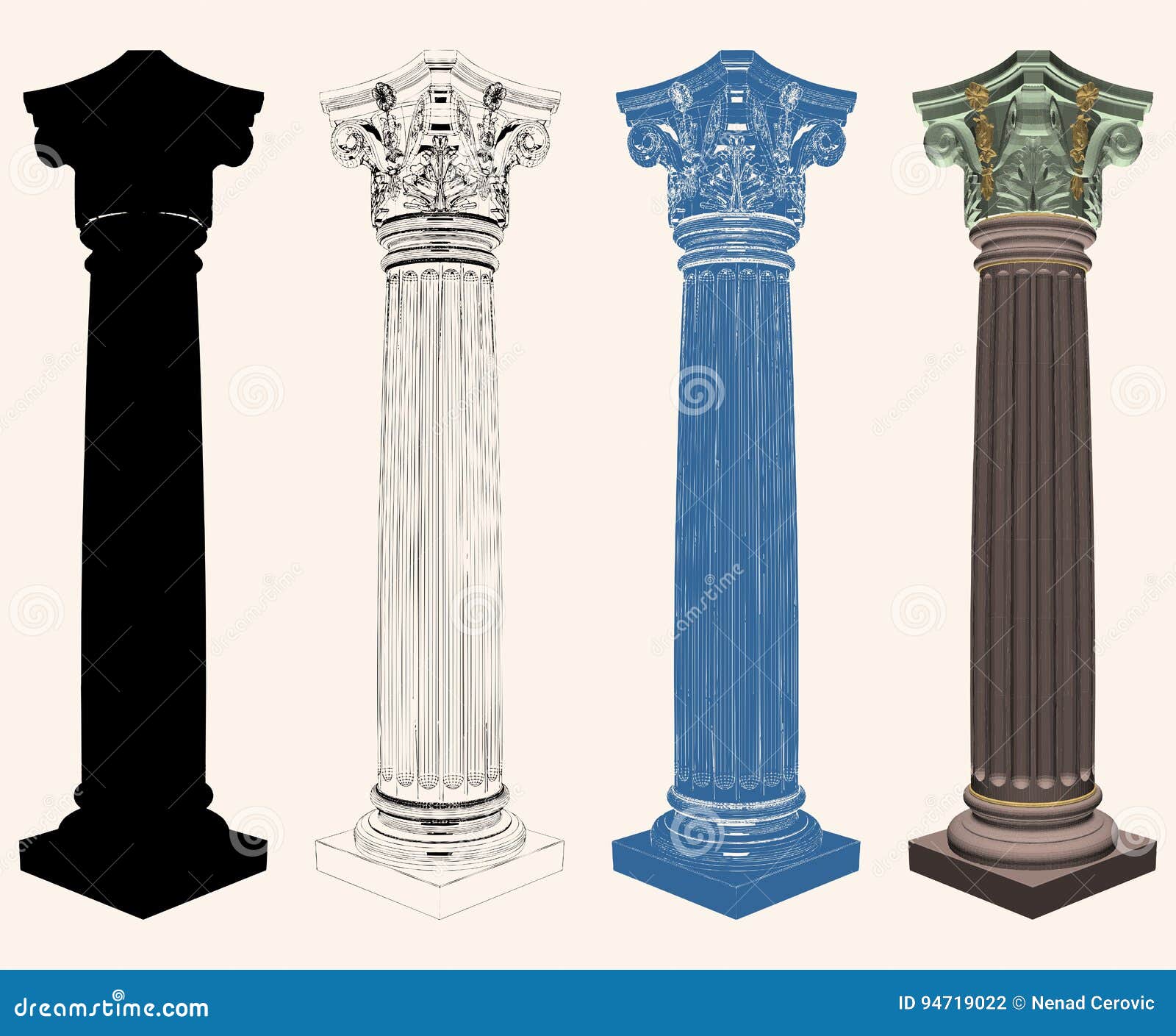 Ancient Corinthian Column Illustration Vector Stock Vector ...
