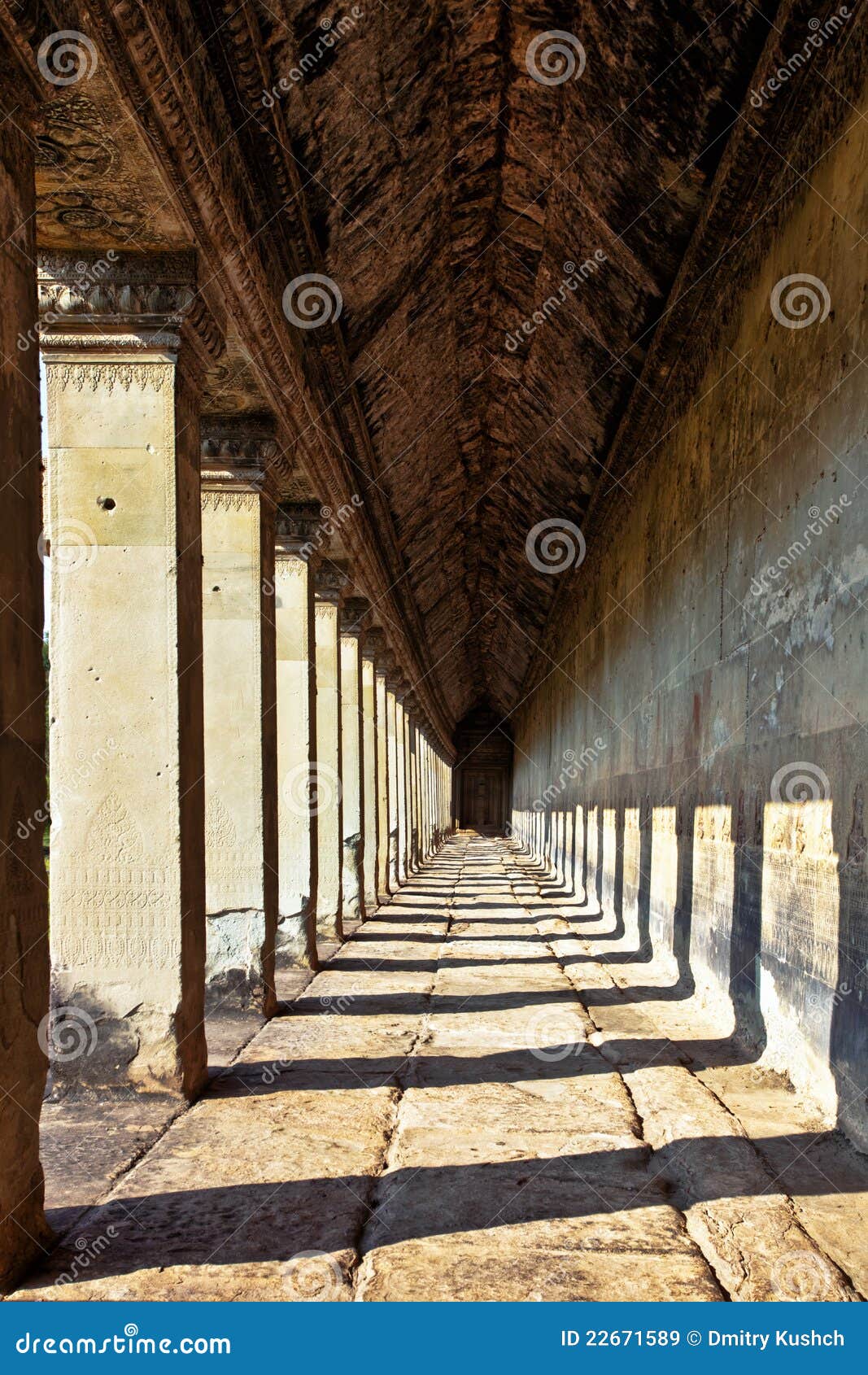 Ancient Corridor at Angkor Wat Stock Image - Image of asia, culture ...
