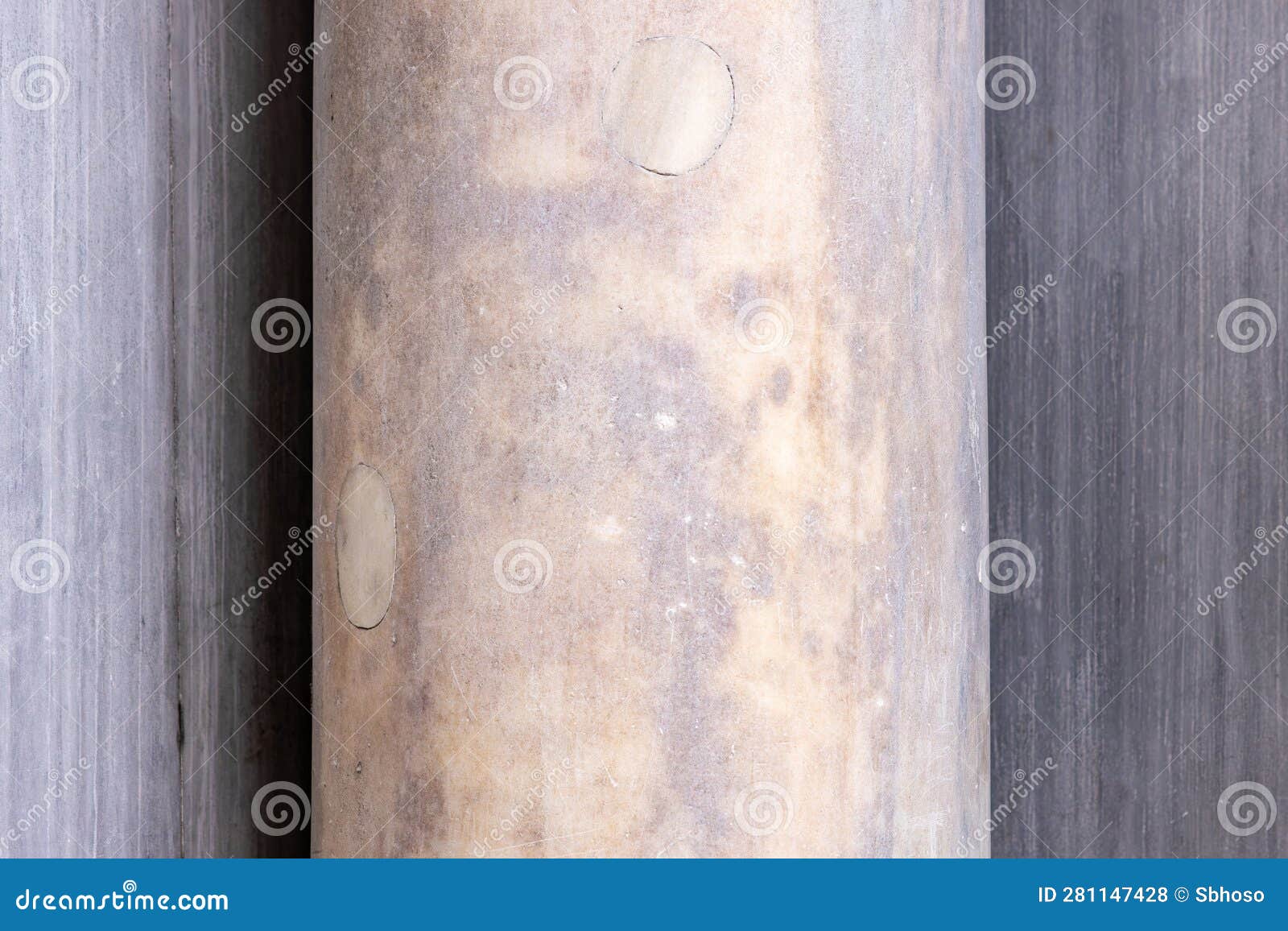 Ancient Cream Marble Column Texture Background On A White Wall In ...