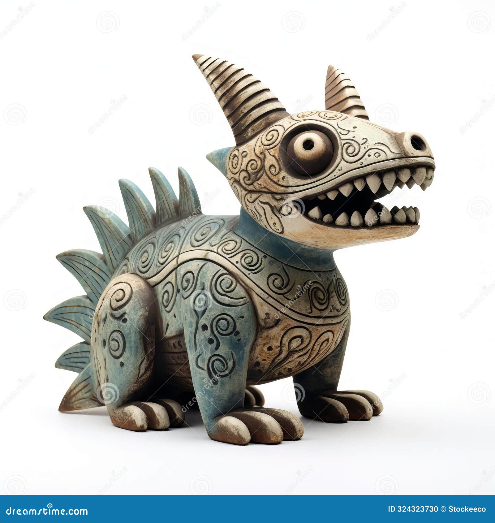 Ancient Creature Pottery Sculpture on White Isolated Background Image ...