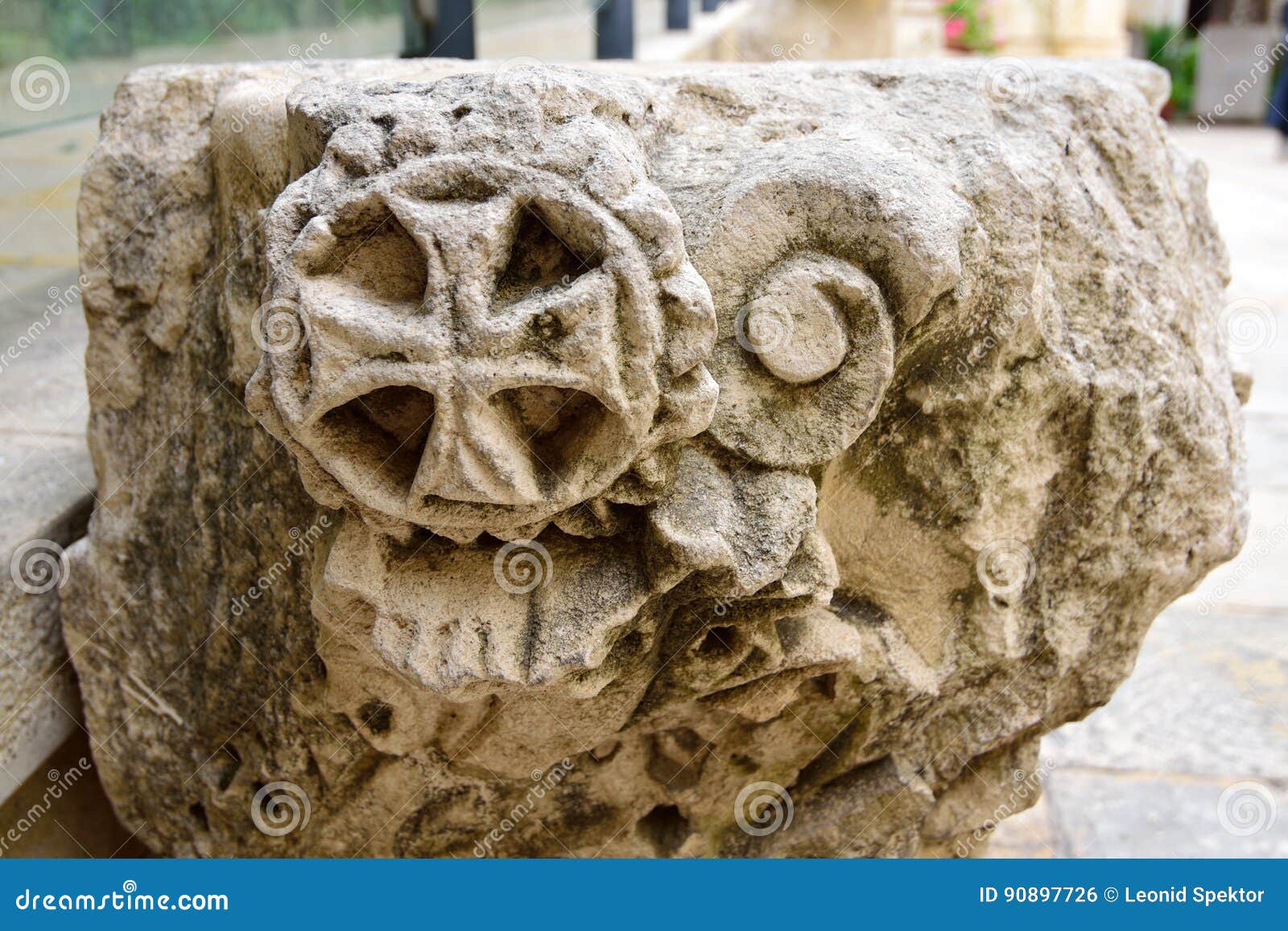 Ancient Cross Engraved in Stone. Stock Photo - Image of shape, obsolete ...