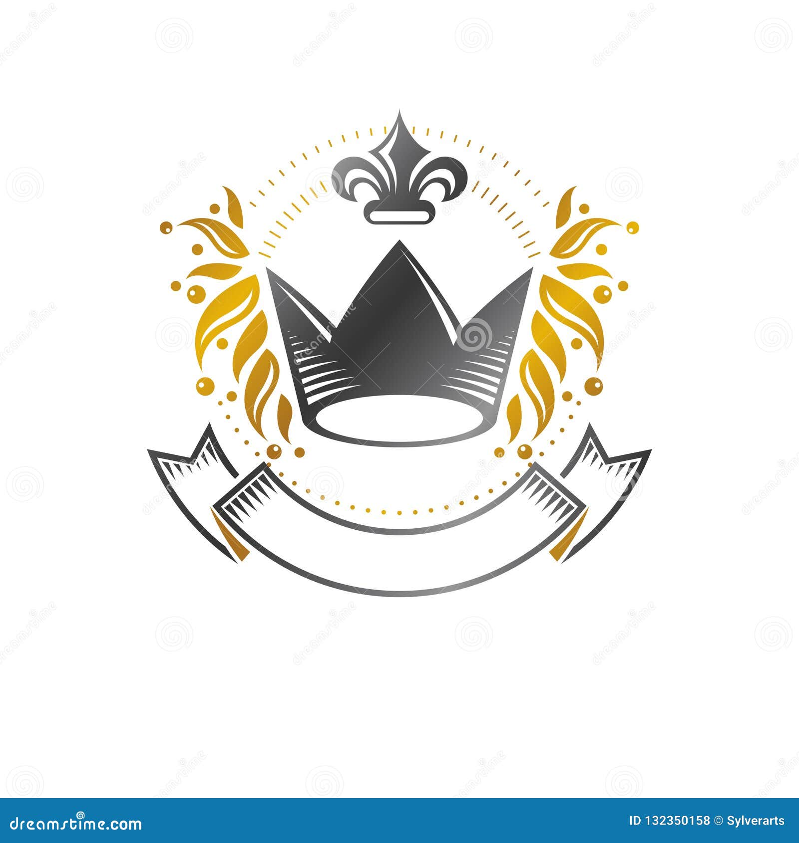 Ancient Crown Emblem. Heraldic Vector Design Element. Retro Style Label ...