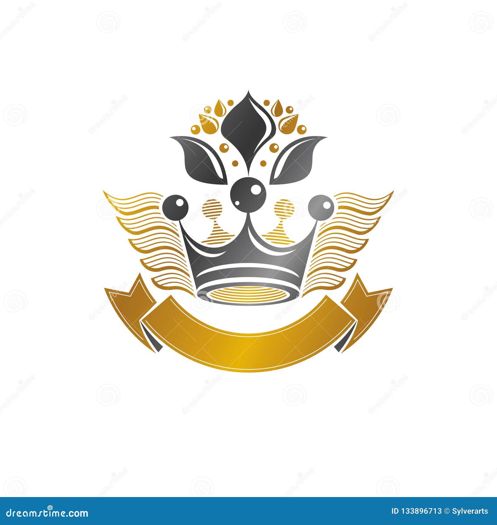 Ancient Crown Emblem. Heraldic Vector Design Element. Retro Style Label ...