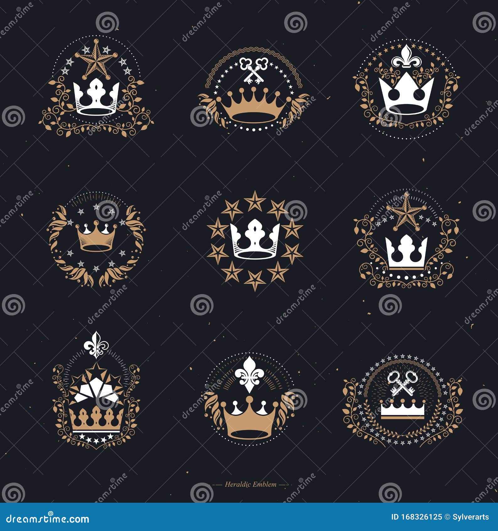 Ancient Crowns Emblems Set. Heraldic Vector Design Elements Collection ...