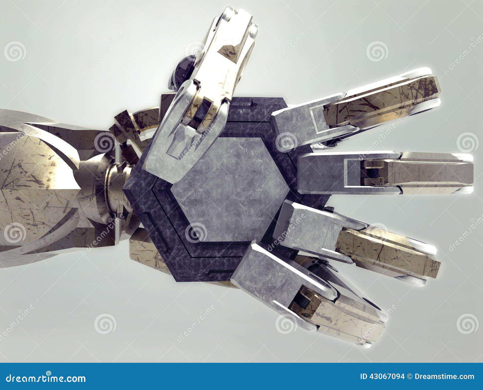 Ancient Cyborg Hand Holding an Empty Medal Stock Illustration ...