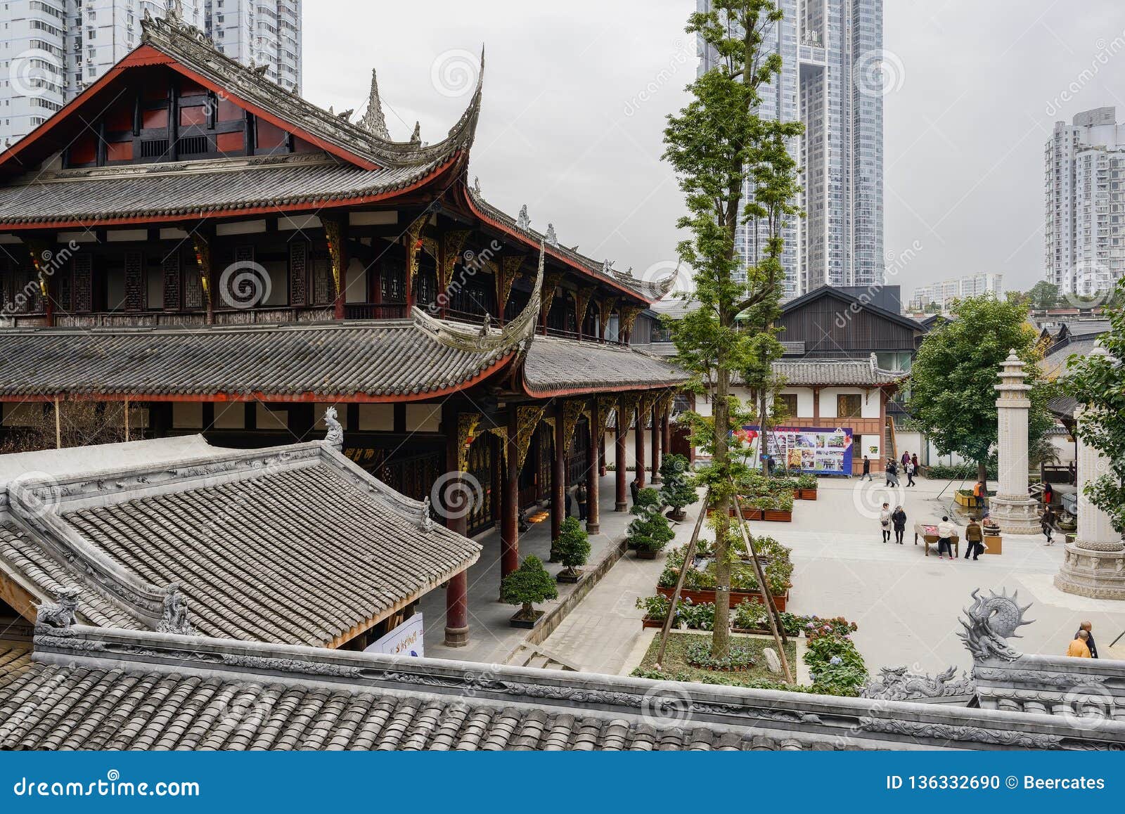 Ancient Daci Monastery in Cloudy Winter,Chengdu Editorial Image - Image ...