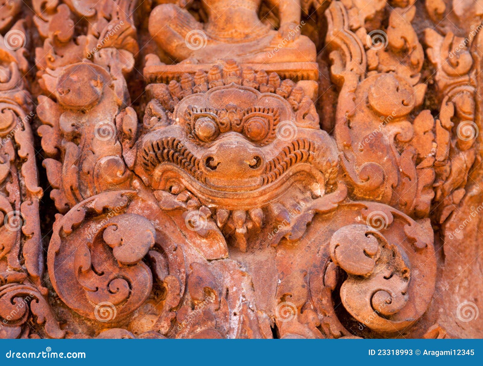 Ancient Daemon Carving on the Wall Stock Image - Image of banteay ...