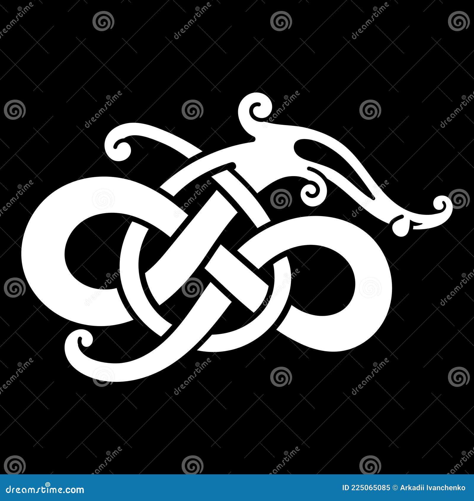 Ancient Decorative Dragon in Celtic Style, Scandinavian Knot-work ...