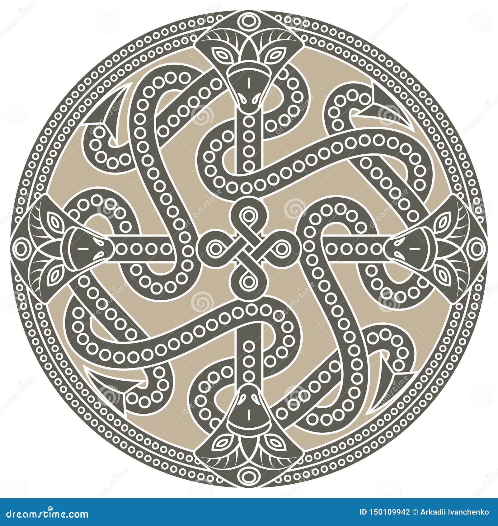 Ancient Runestone With Engraved Scandinavian Pattern And Runes Cartoon ...