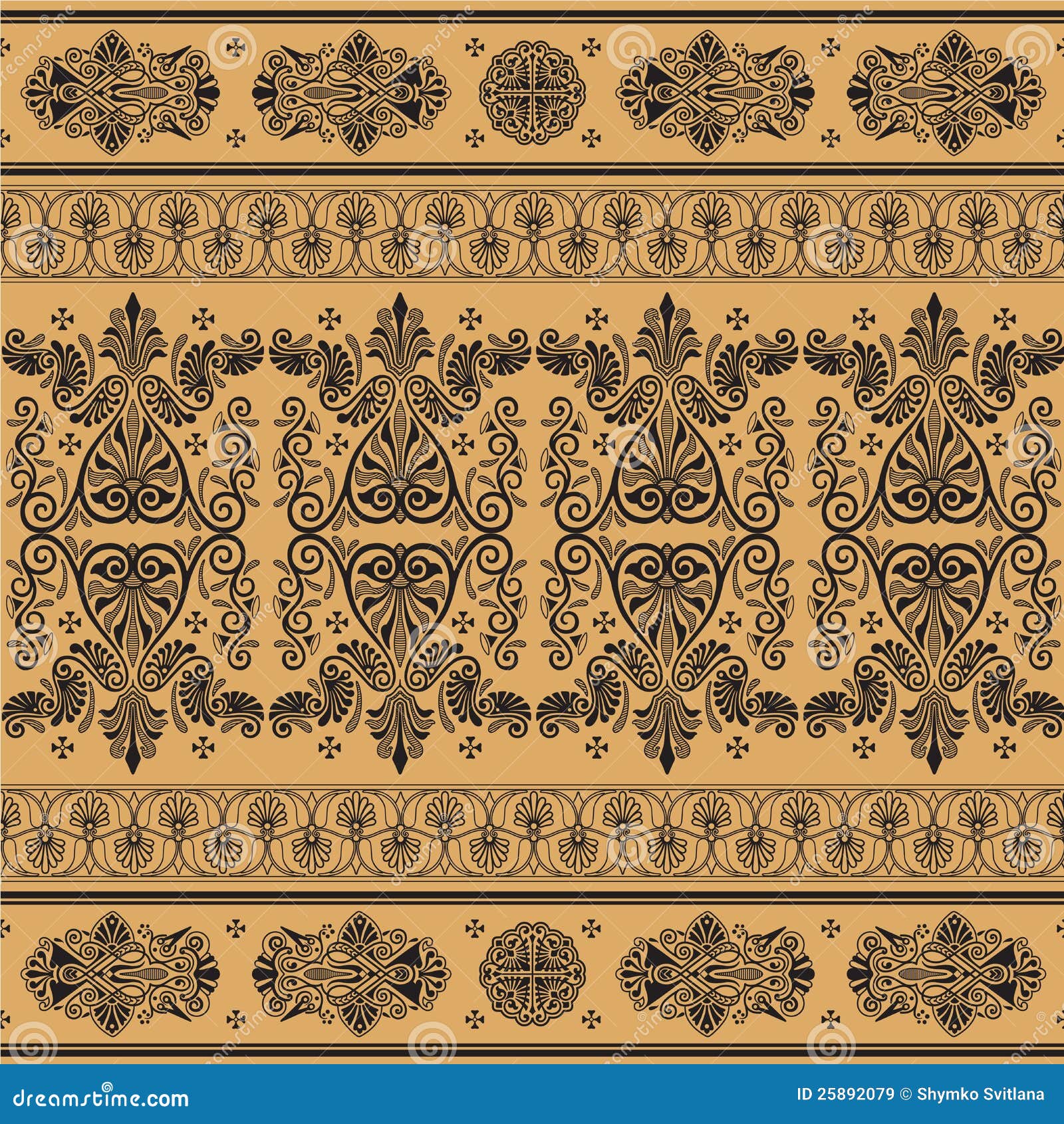 Ancient decorative pattern stock vector. Illustration of contour - 25892079