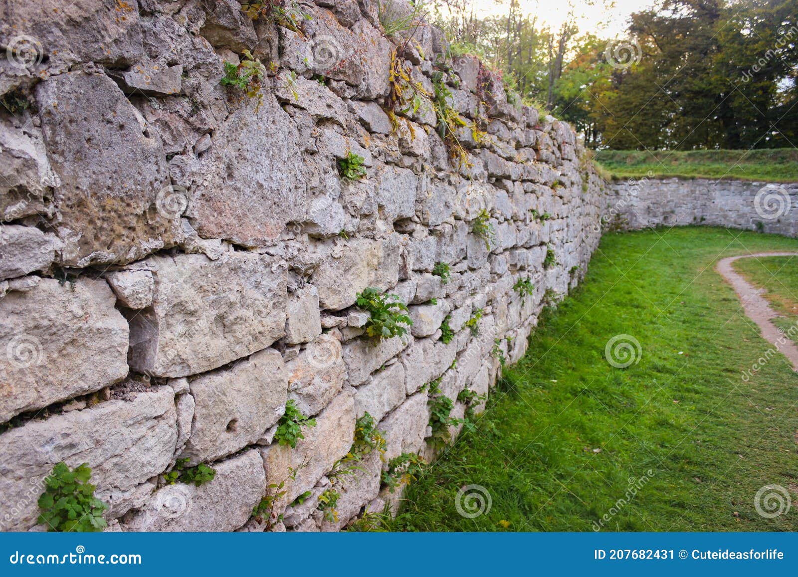 Ancient Defensive Stone Walls of the Castle Stock Image - Image of ...