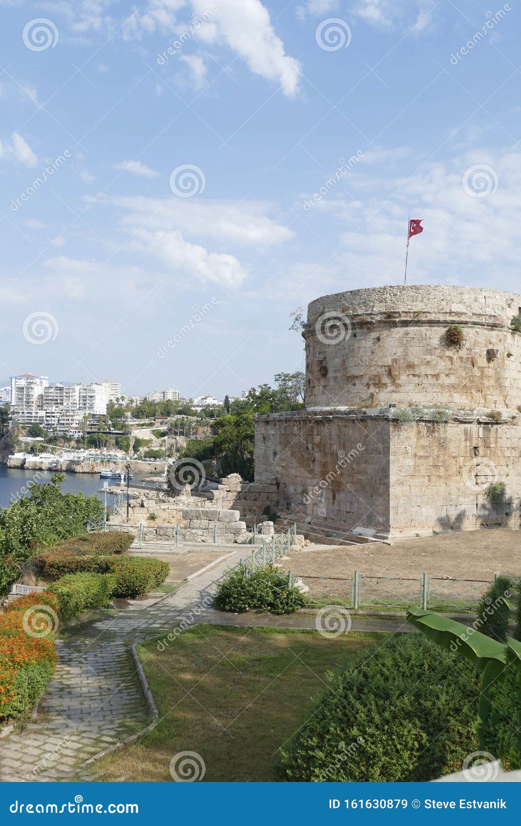 Ancient Defensive Tower on Cliff Stock Image - Image of turkey ...