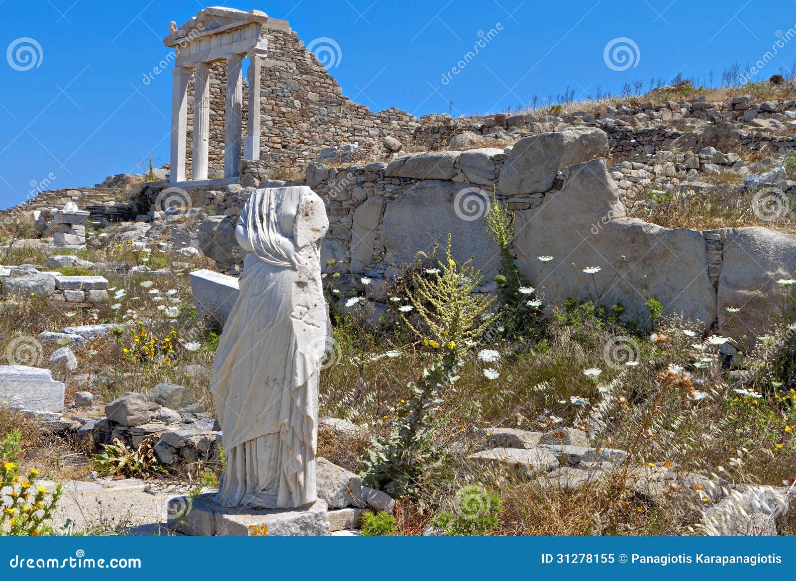 Ancient Delos in Greece stock image. Image of island - 31278155