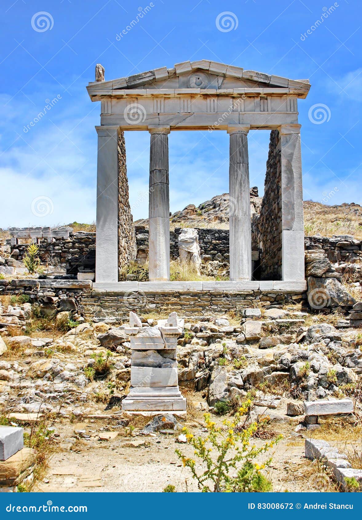 Ancient Delos Ruins, Greece Stock Photo - Image of sight, landscape ...