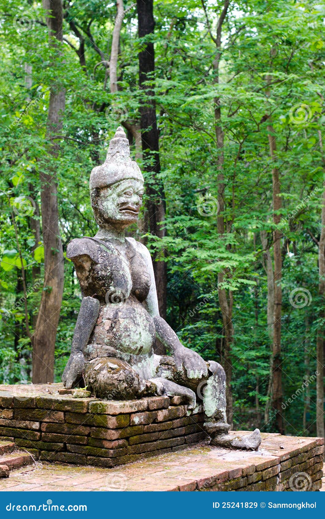 Ancient Demon Statue in Wat Umong ,Thailand. Stock Image - Image of ...