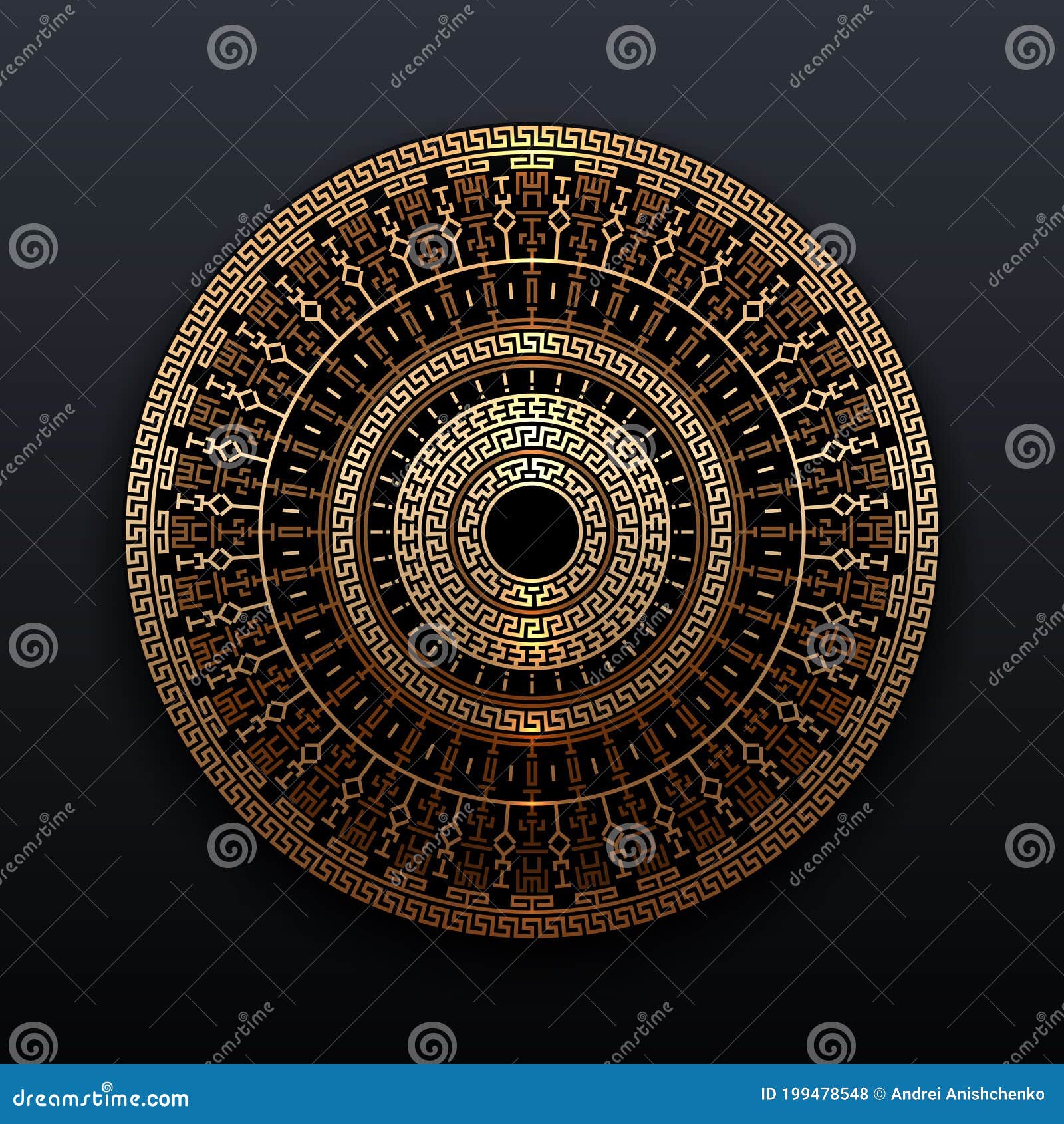 Ancient Design Golden Circle Pattern Stock Vector - Illustration of ...