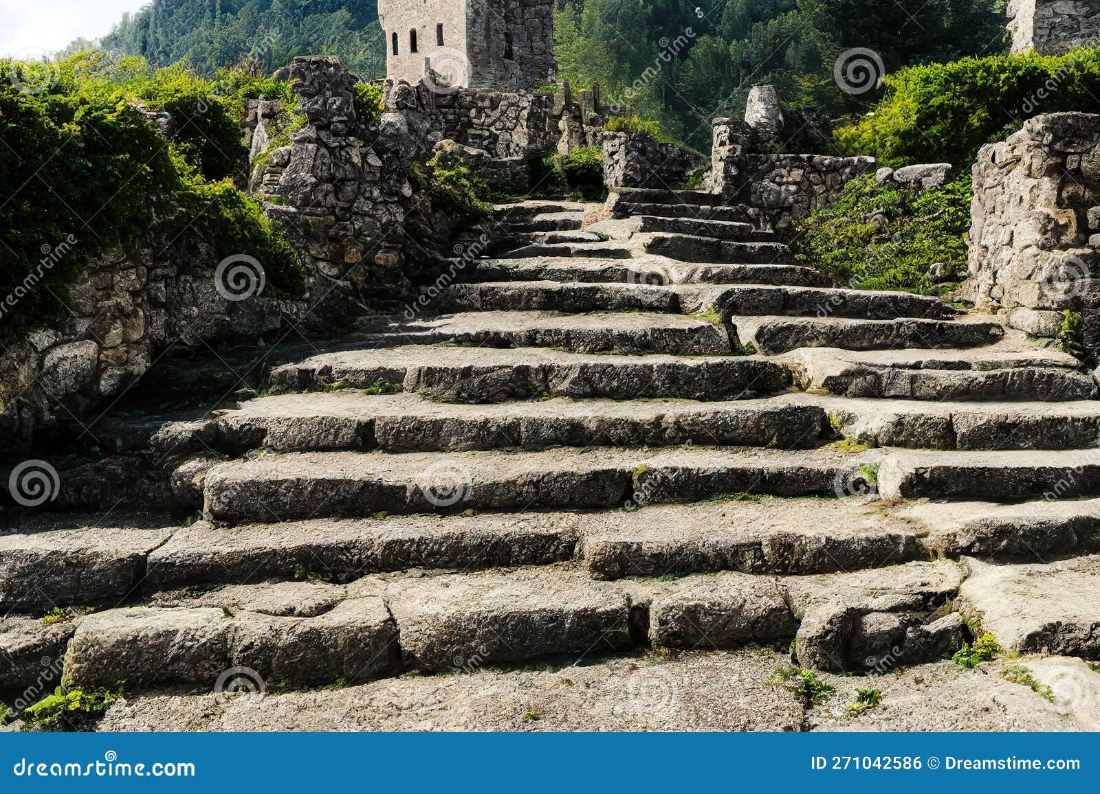 Ancient Dilapidated Stairs among Ancient Ruins in Mountains Stock ...