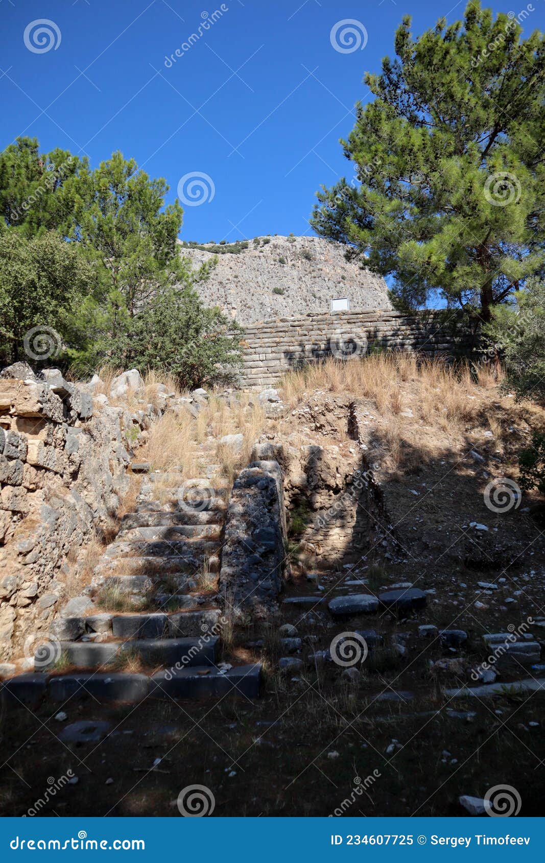 Ancient Dilapidated Stone Stairway in Archaeological Site Priene ...