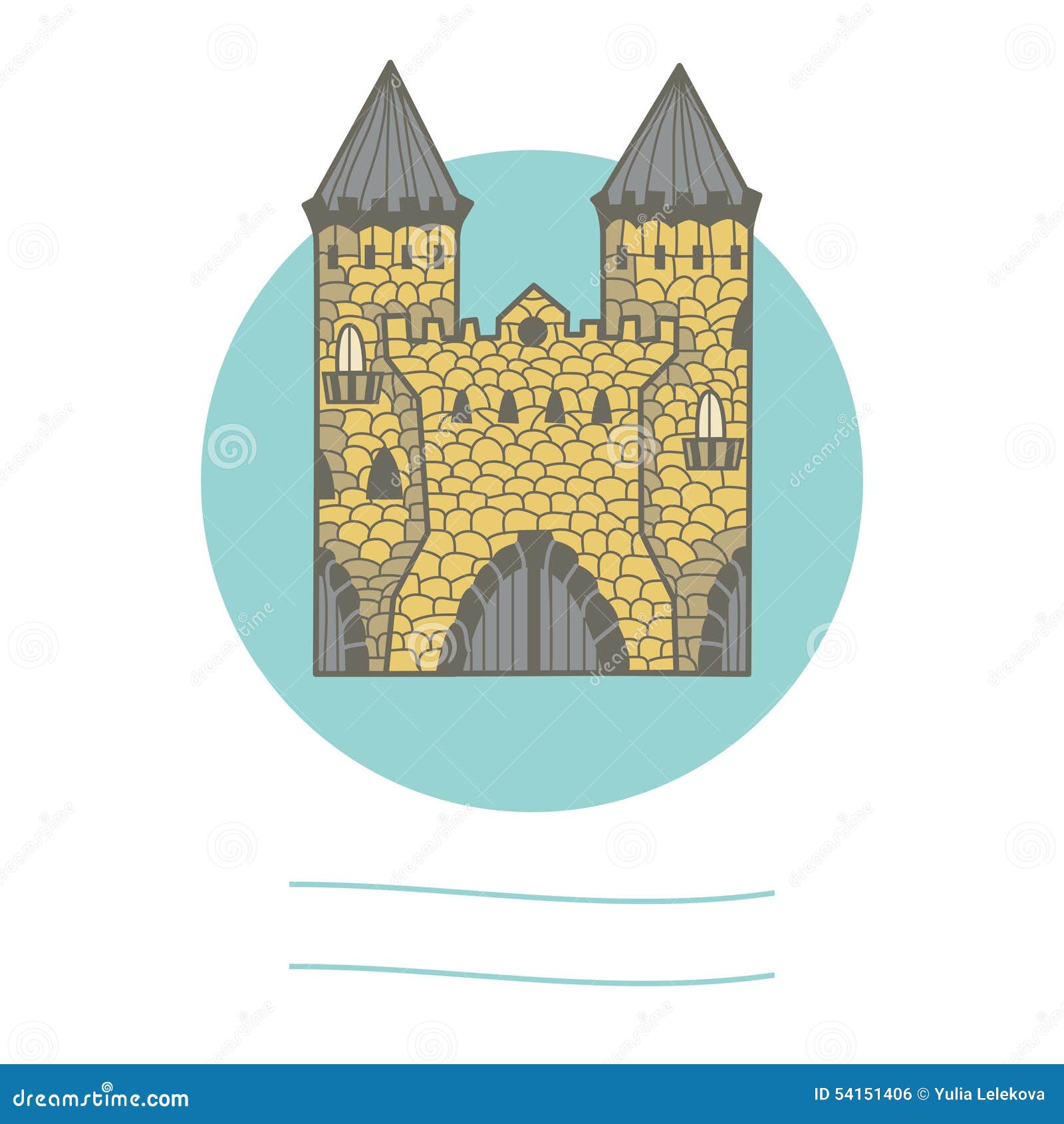 Ancient Doodle Castle with Place for Text Stock Vector - Illustration ...