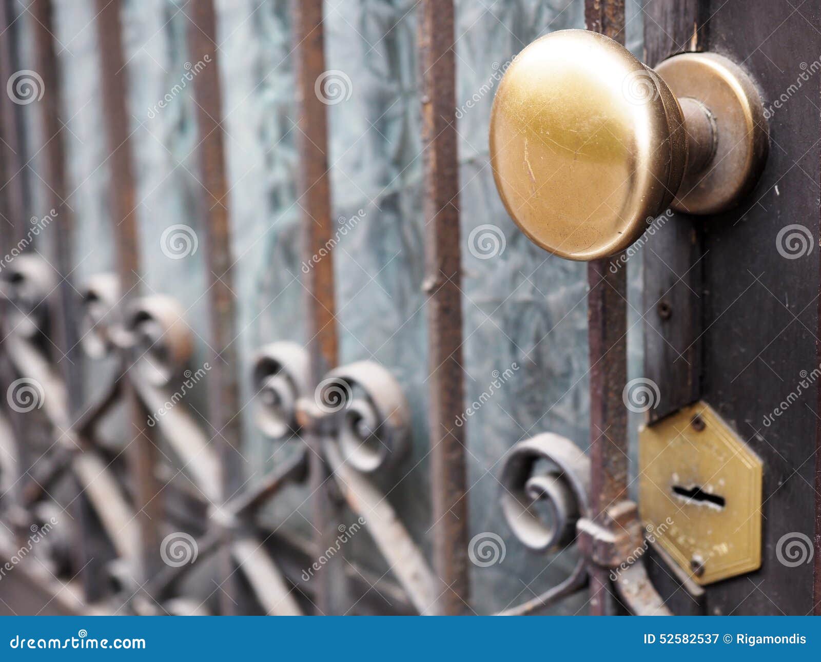Ancient Door Gate with Brass Knob Stock Image - Image of architecture ...