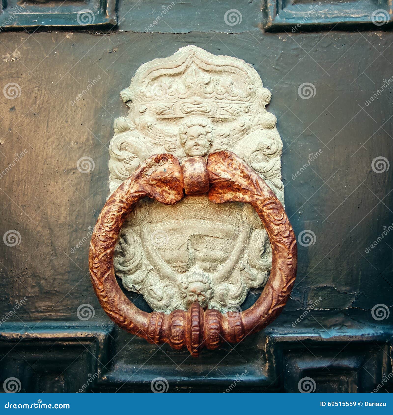 Ancient Door Handle with Angel Stock Image - Image of classic, ancient ...