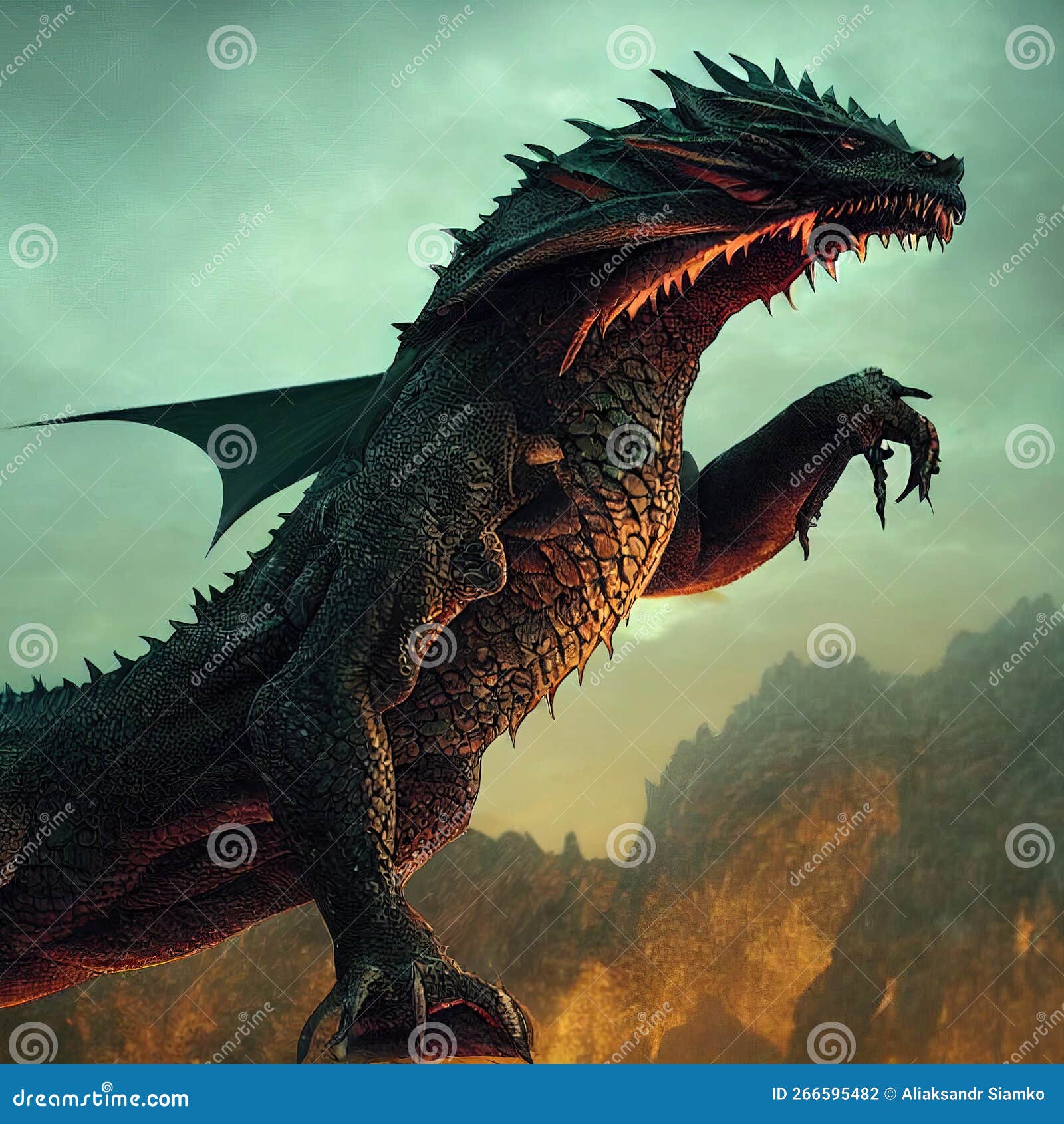 Ancient Dragon Body, Digital Painting Stock Illustration - Illustration ...