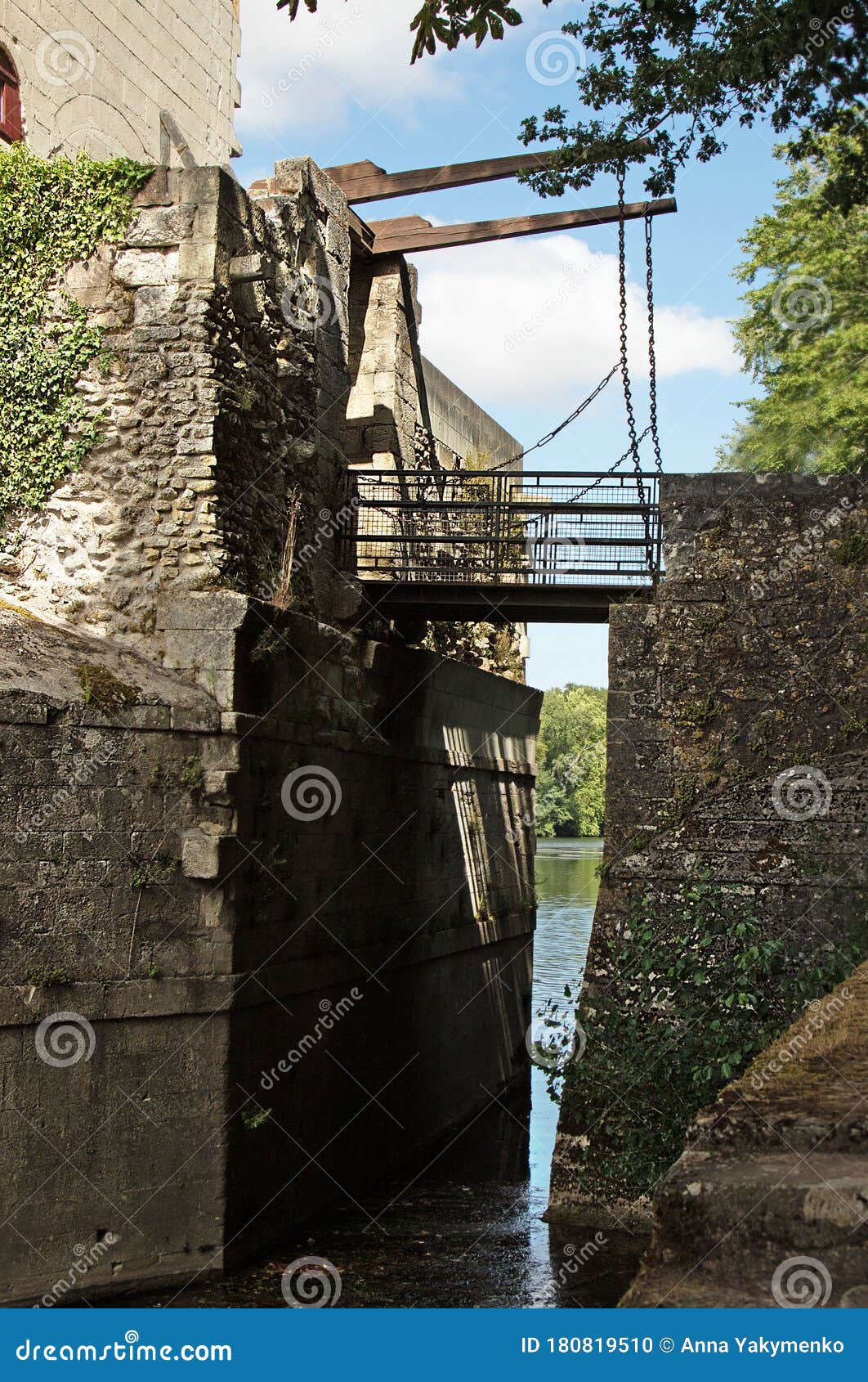 Ancient Drawbridge at the Exit of the Fortress. Chain Bridge Stock ...