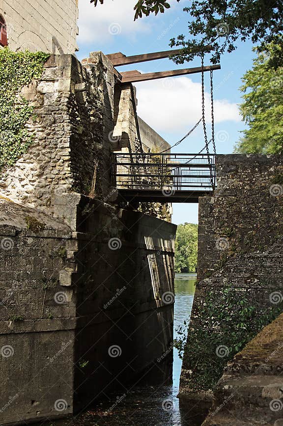 Ancient Drawbridge at the Exit of the Fortress. Chain Bridge Stock ...