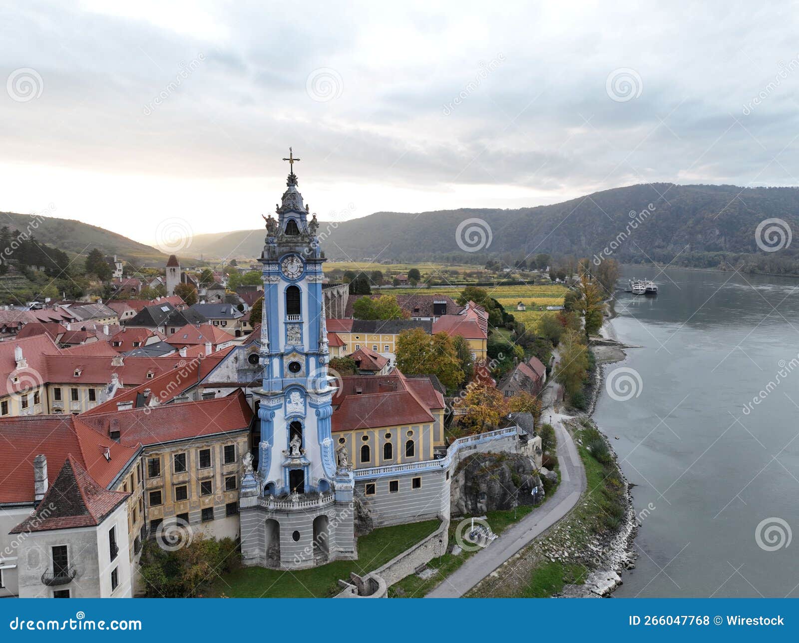 Ancient Durnstein on the Danube River on a Cloudy Day Stock Photo ...