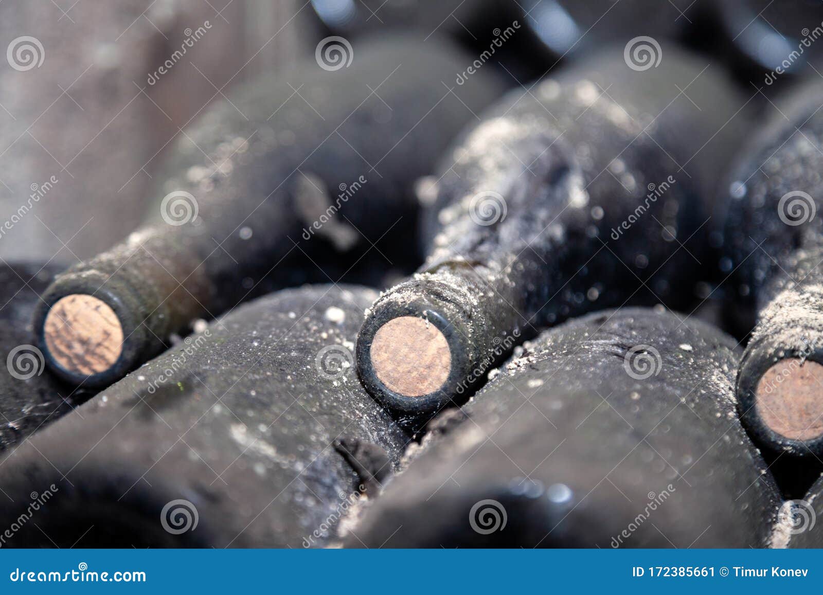 Ancient Dusty Wine Bottles with Corks in Cellar Stock Image - Image of ...