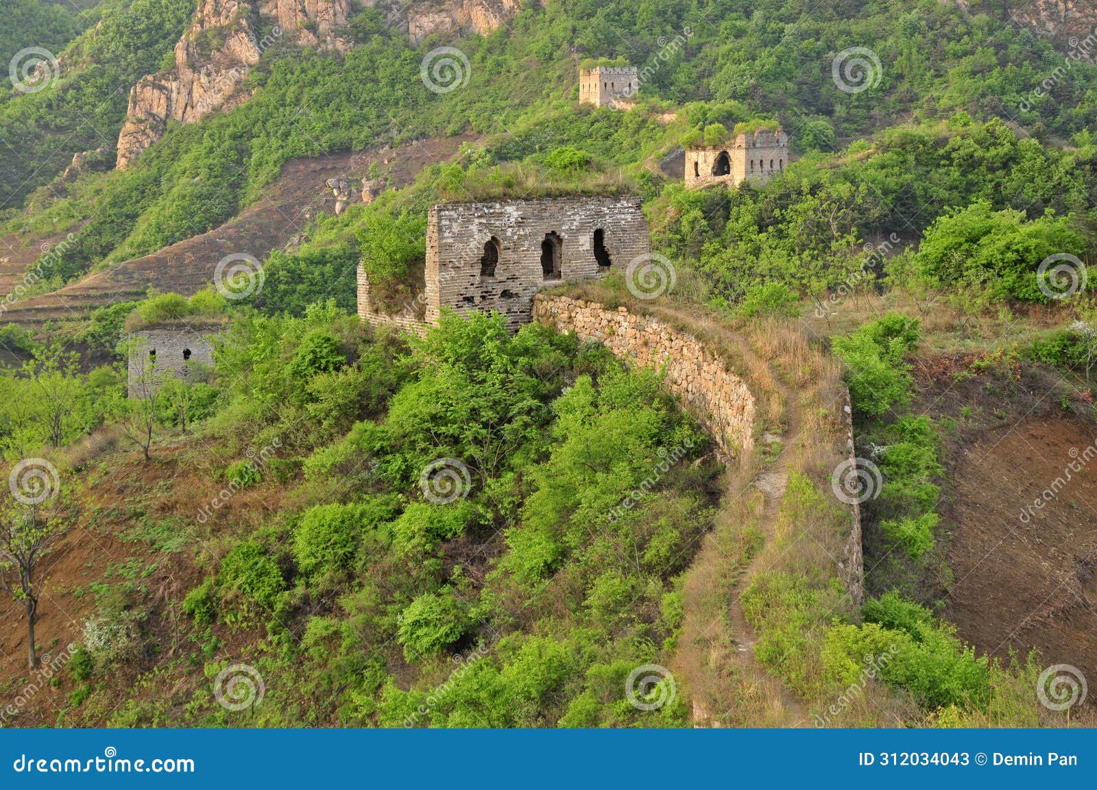 Ancient Ecological Wall, North China, Elm Ridge, the Great Wall Stock ...
