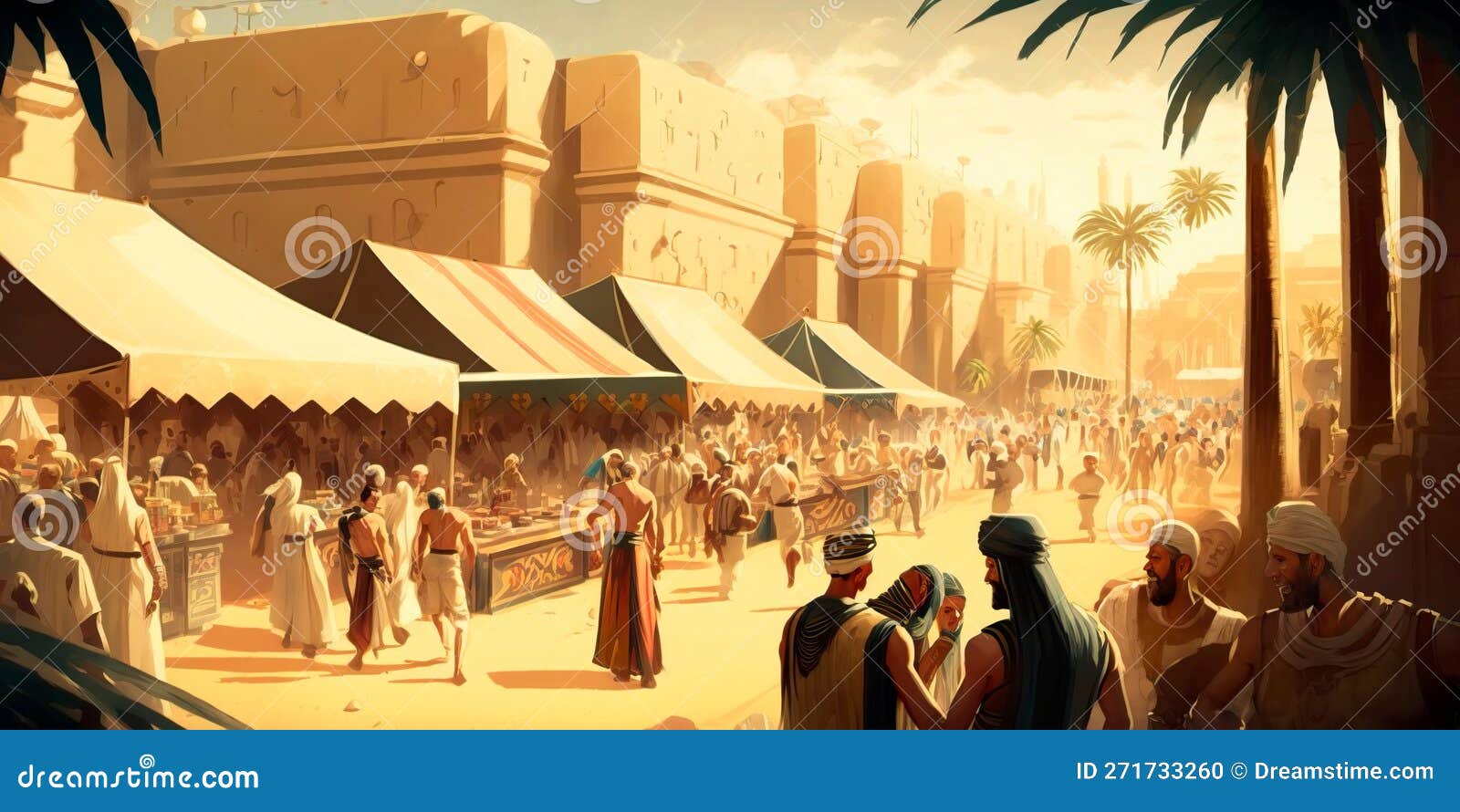 Ancient Egypt Around 4000 Bc Where Agrarian Festivals Generative Ai Stock Illustration