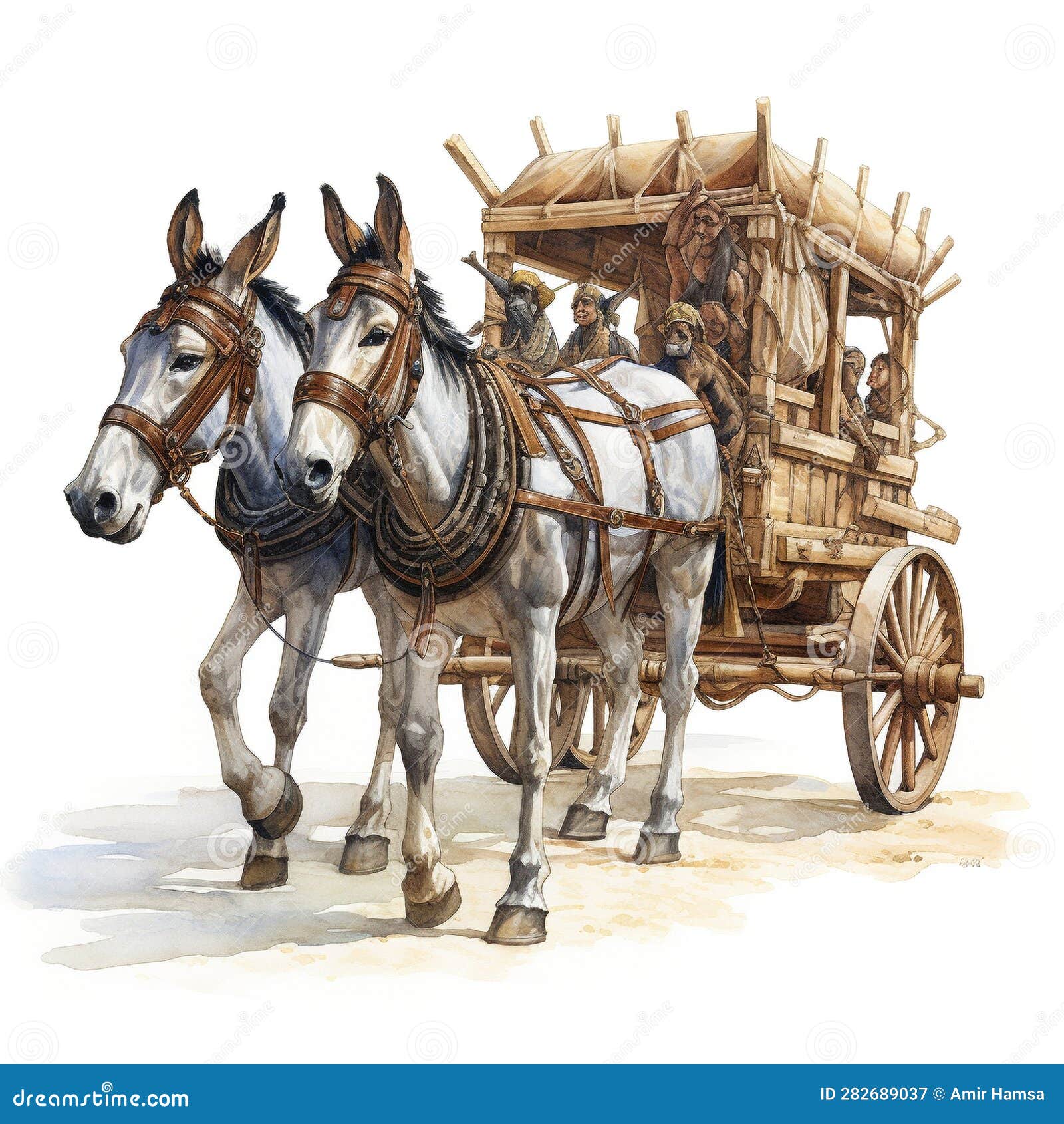 Ancient Egypt Donkeys Pulling Wagon Royalty-Free Stock Photo ...