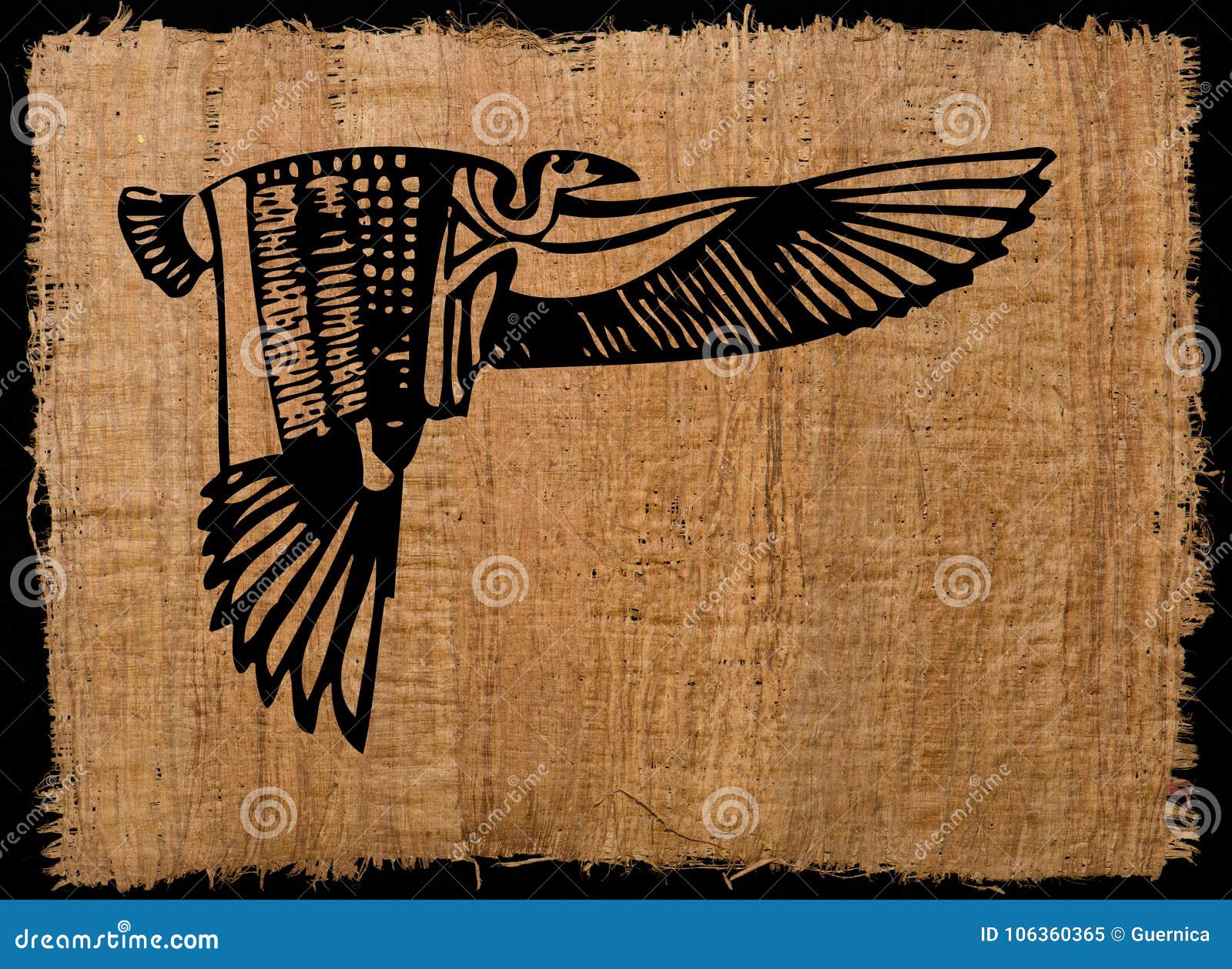 Ancient Egypt Eagle on Papyrus Paper Stock Illustration - Illustration ...