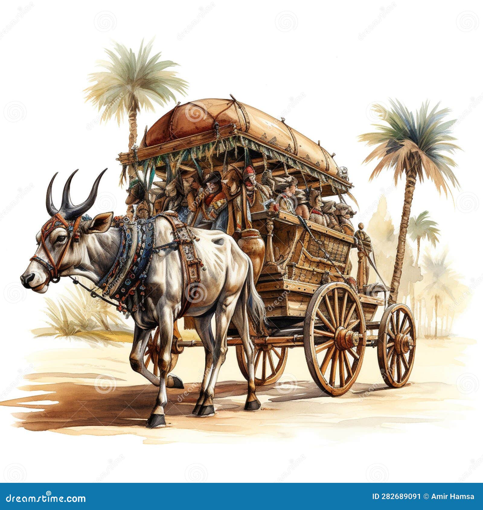 Ancient Egypt Oxen Pulling Wagon Stock Illustration - Illustration of ...