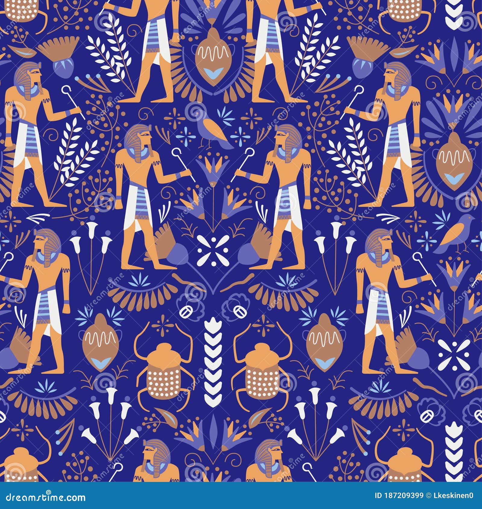 Ancient Egypt Pattern Seamless Design Illustration Stock Illustration ...