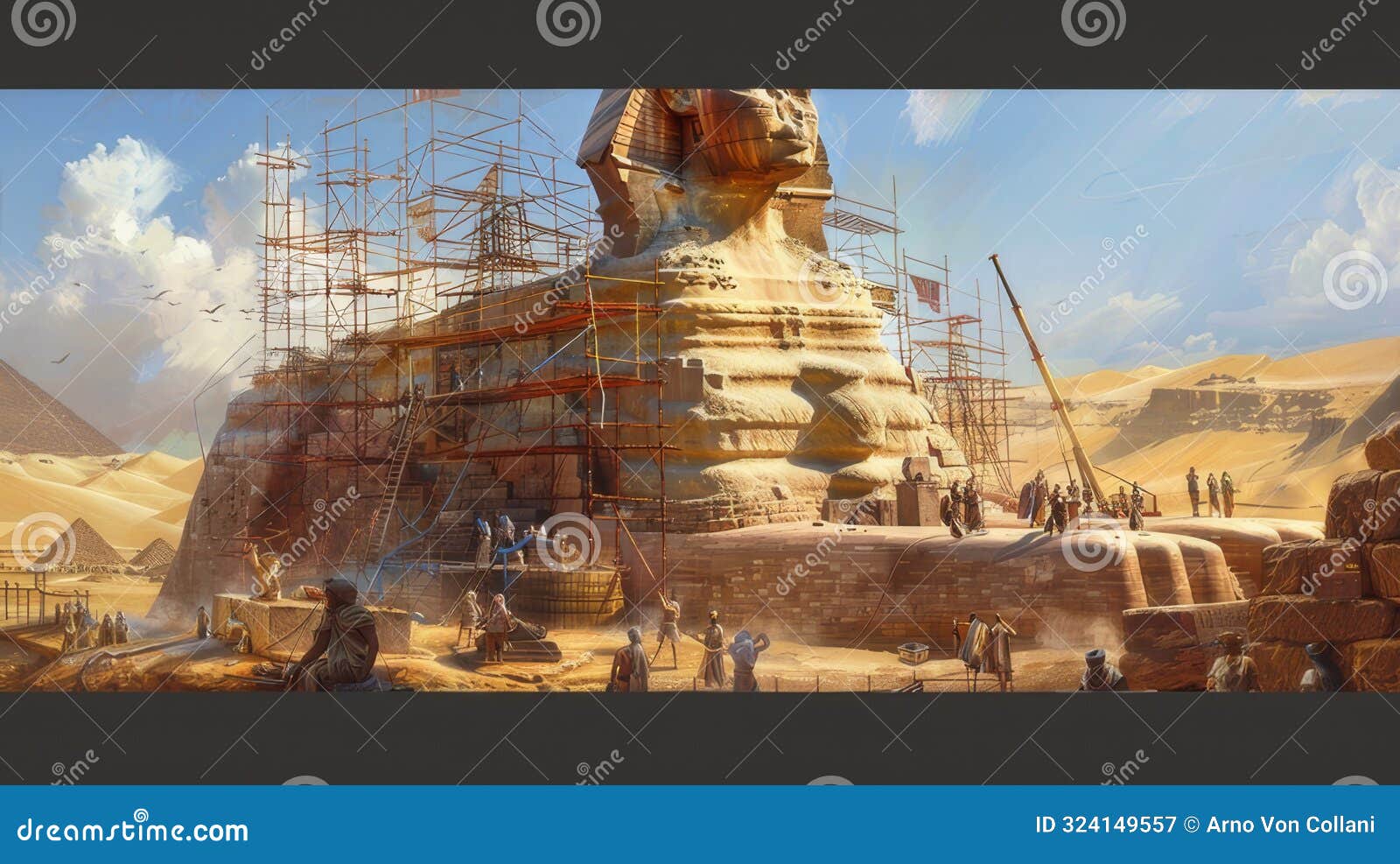 Ancient Egypt S Monumental Sphinx Construction in Full Swing Stock ...