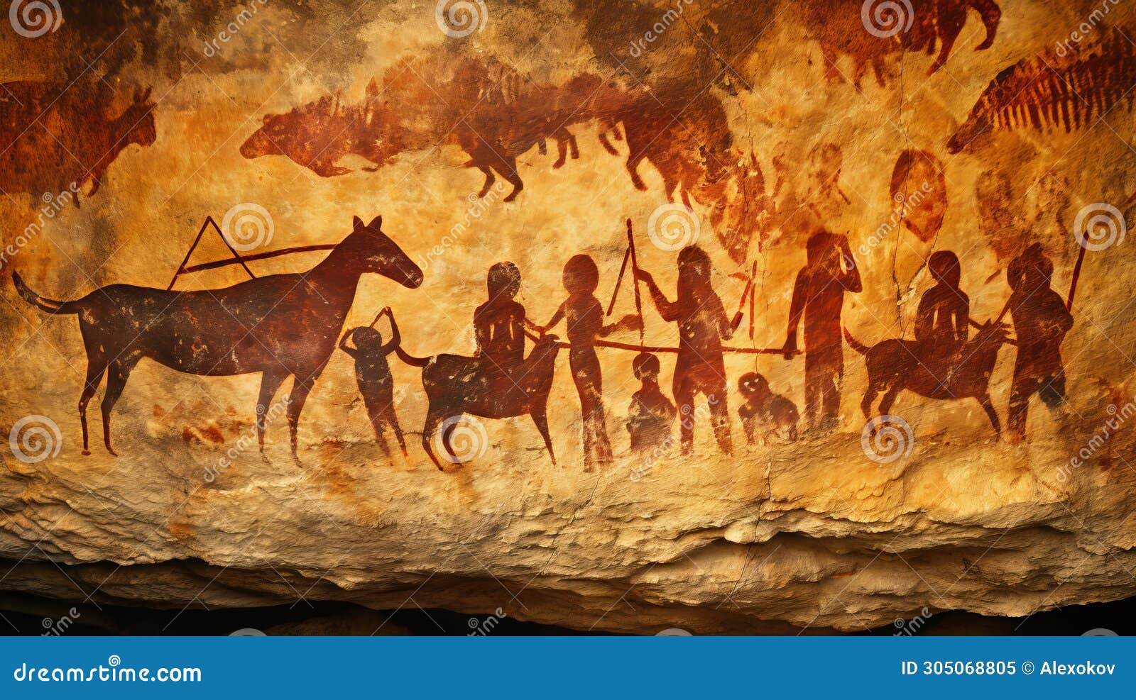 Ancient Egypt Scene with People in Cave, 3d Rendering. Computer Digital ...