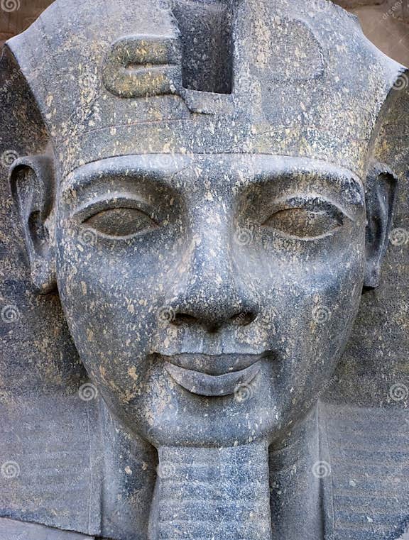 Ancient Egypt Statue Face of the Pharaoh Closeup Stock Image - Image of ...