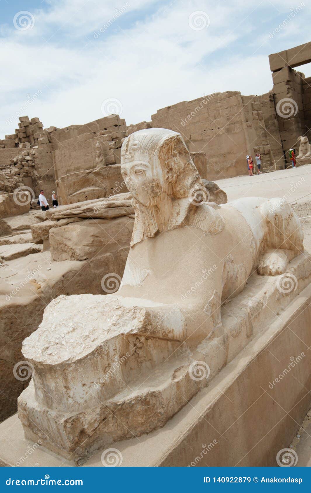 Ancient Egypt Statueof Sphinx in Luxor Karnak Temple Stock Image ...
