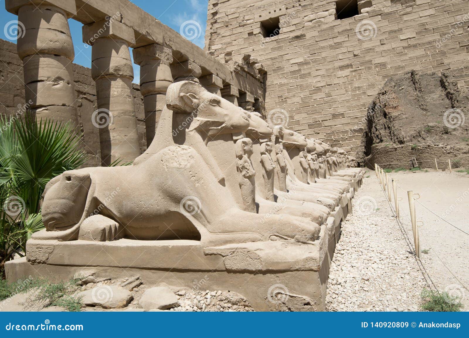 Ancient Egypt Statues of Sphinx in Luxor Karnak Temple Stock Image ...